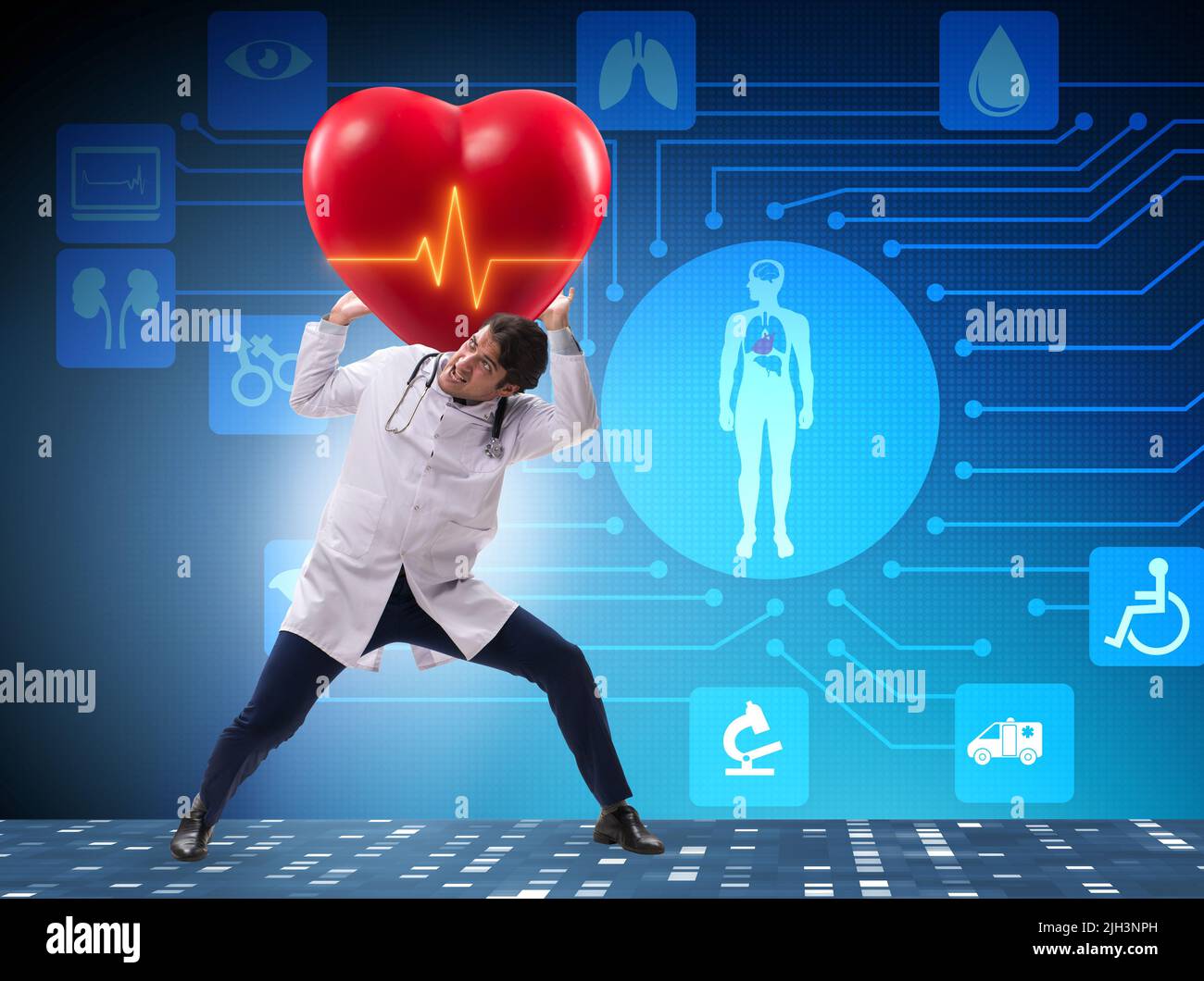 The doctor cardiologist supporting cardiogram heart line Stock Photo ...