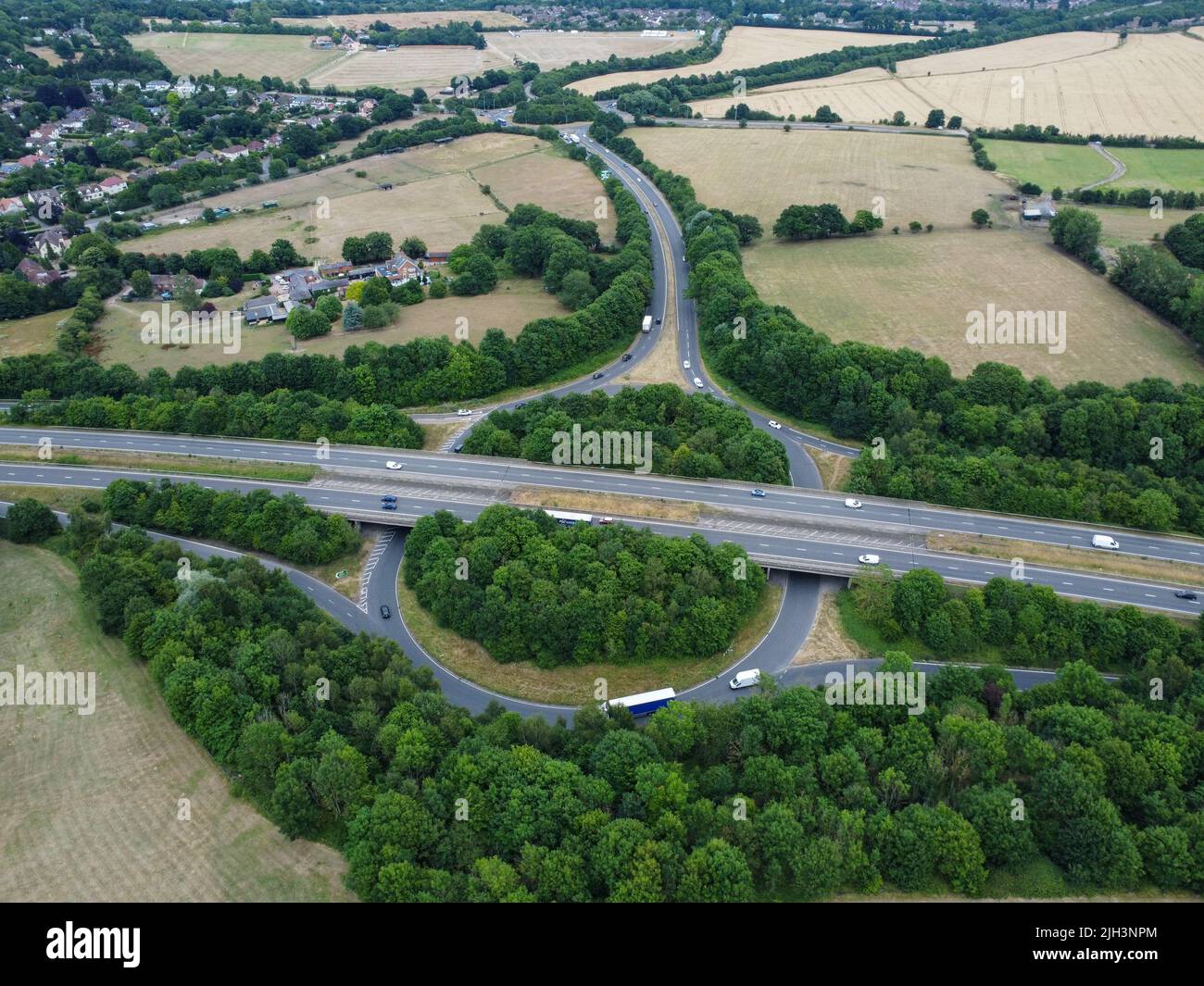 Aerial view of motorway junction in Hertford Stock Photo - Alamy