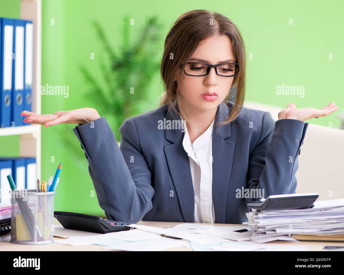 The female financial manager working in the office Stock Photo - Alamy