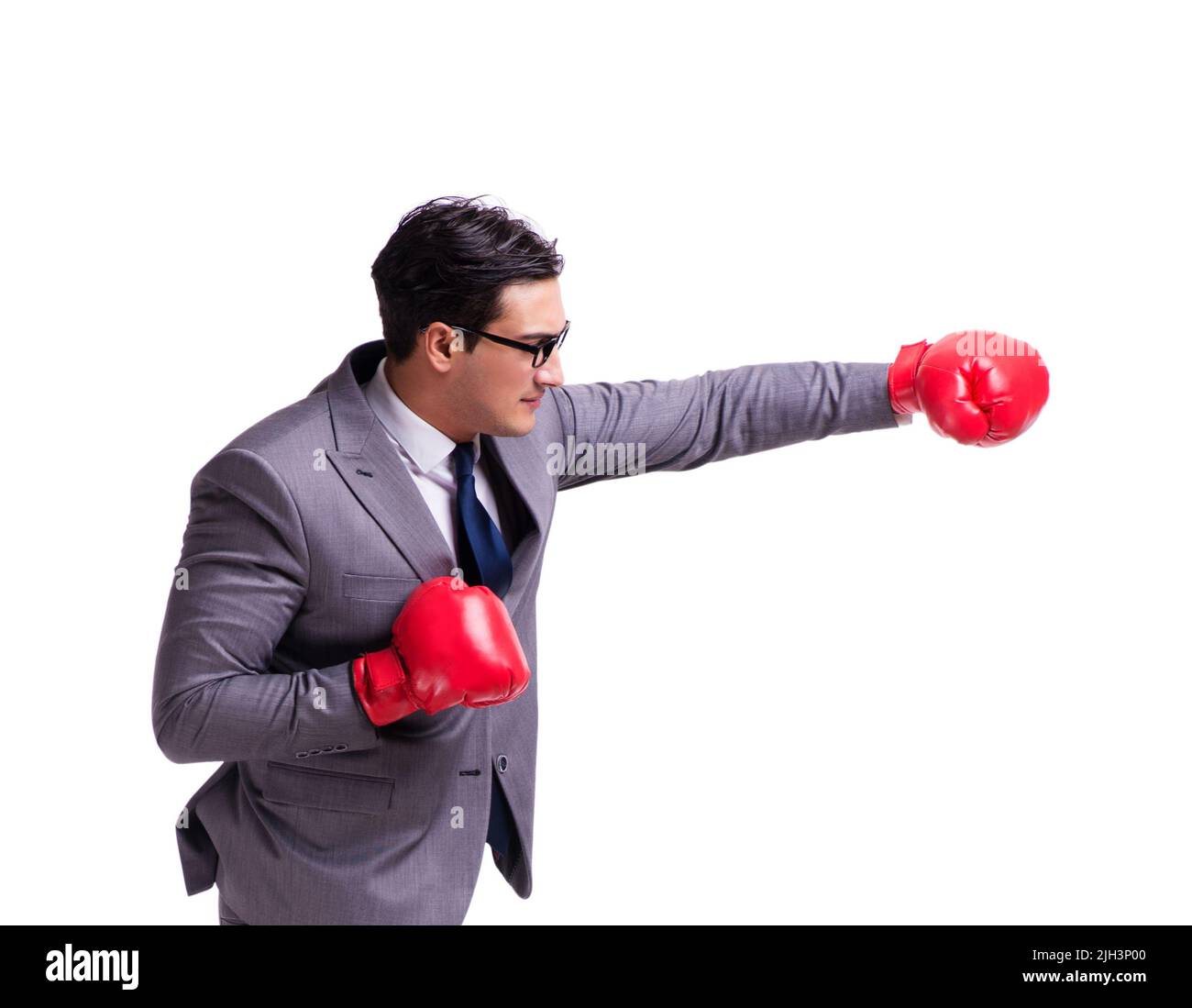 The businessman boxing isolated on the white background Stock Photo - Alamy