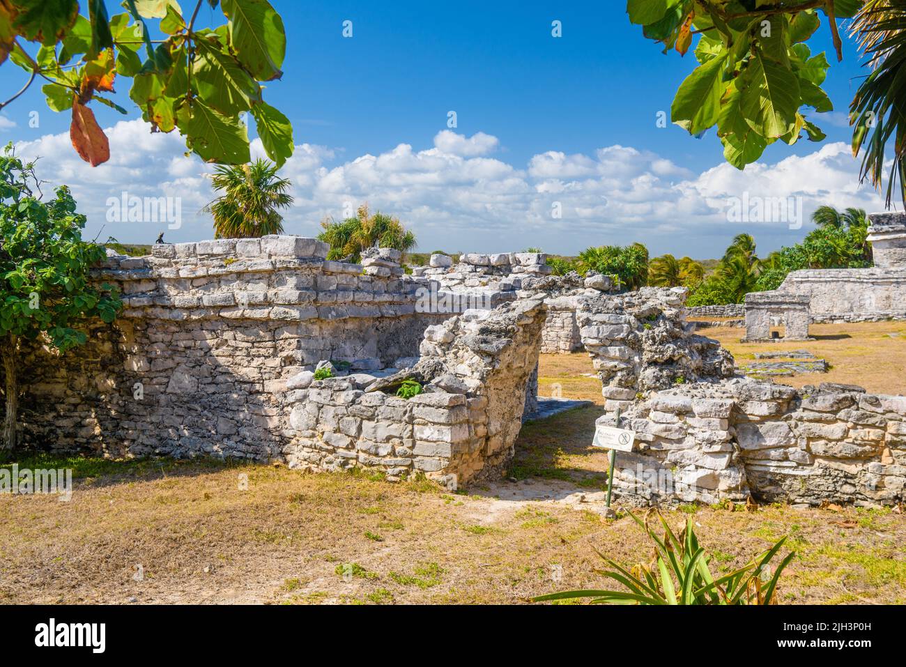 The castle, Mayan Ruins in Tulum, Riviera Maya, Yucatan, Caribbean Sea ...
