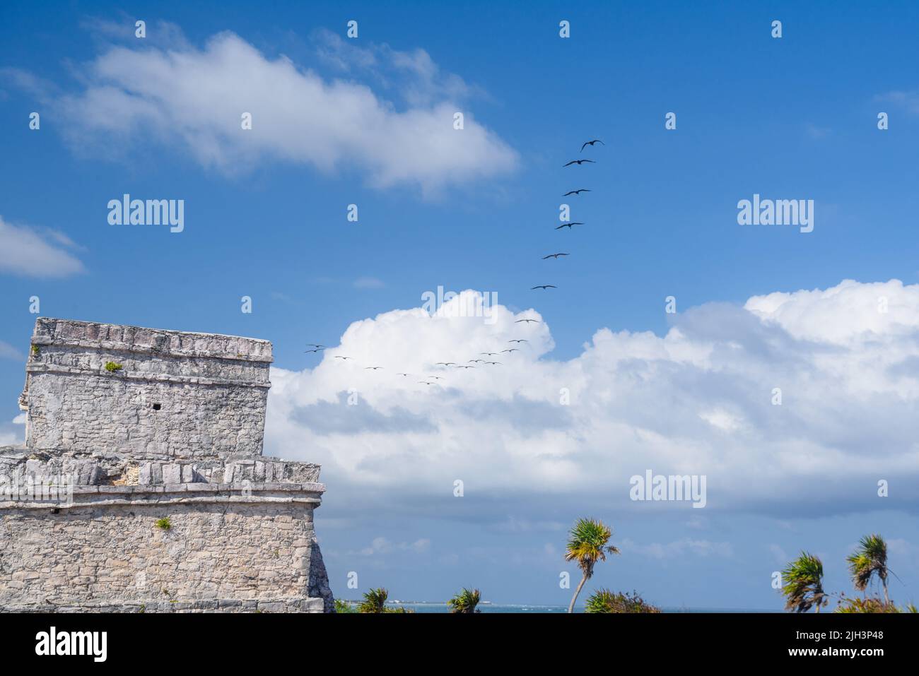 The castle, Mayan Ruins in Tulum, Riviera Maya, Yucatan, Caribbean Sea ...