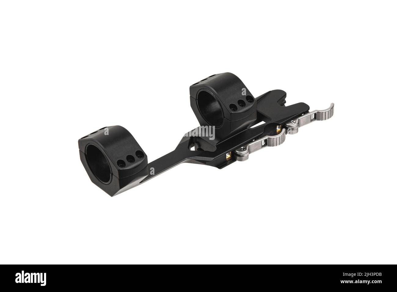 Quick disconnect mount made for holding a scope on a rifle isolated on ...