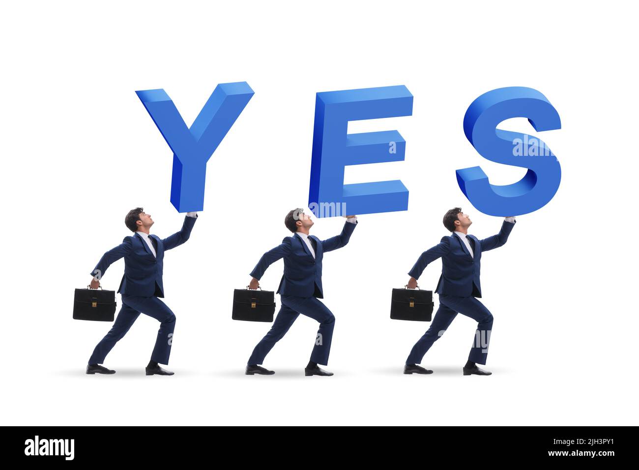Businessmen in yes positive answer concept Stock Photo - Alamy