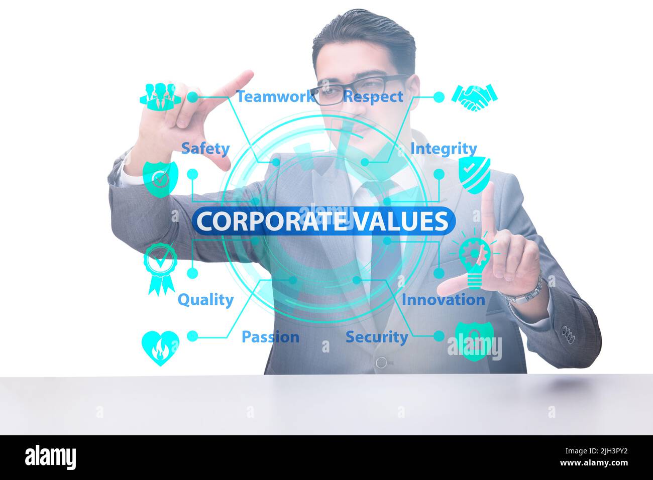 Businessman in corporate values concept Stock Photo - Alamy