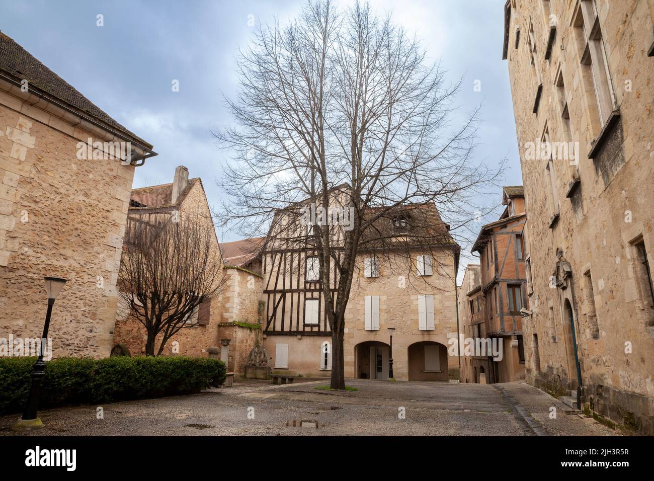 Picture of typical medieval buildings of a French village, bergerac, in ...