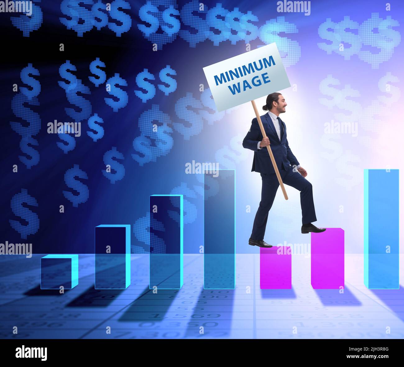 The concept of minimum wage with businessman Stock Photo - Alamy