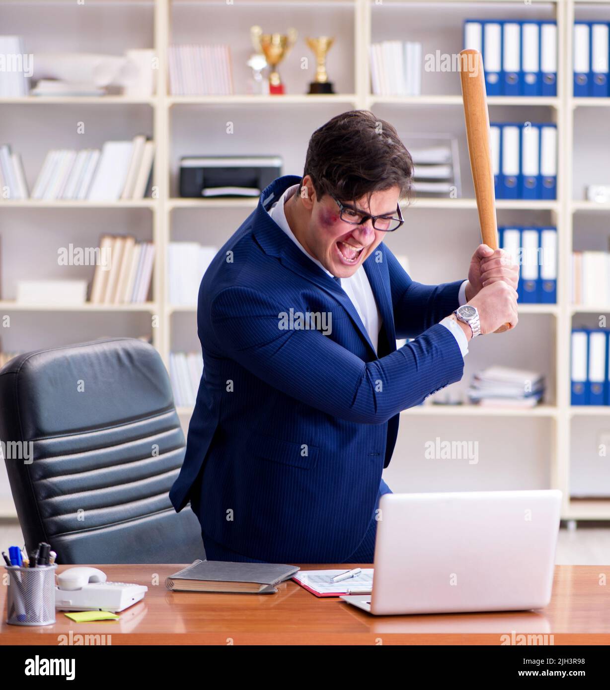 The angry aggressive businessman in the office Stock Photo - Alamy