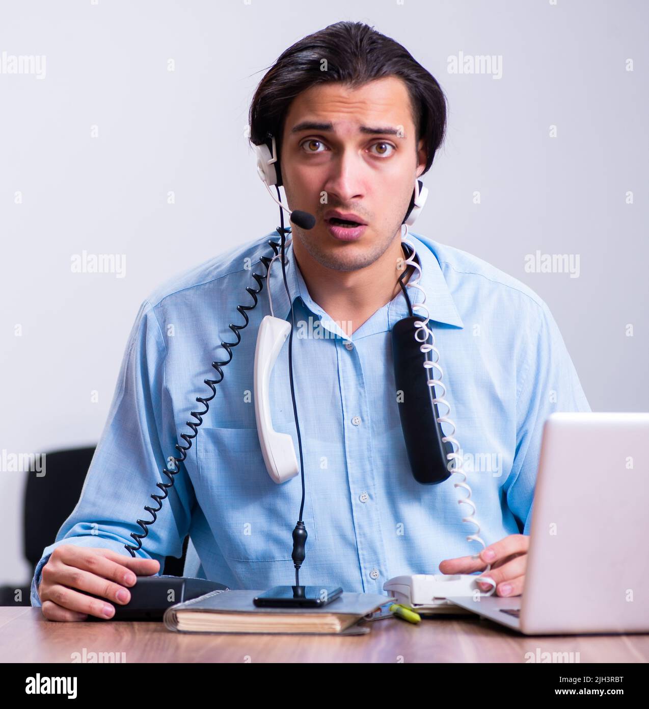 Frustrated call centre operator hi-res stock photography and images - Alamy