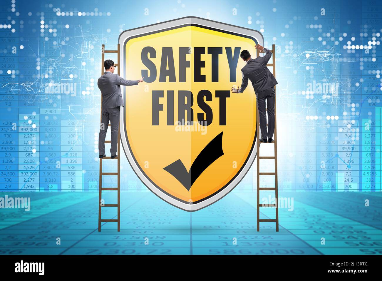 Safety first concept with the businessman Stock Photo - Alamy