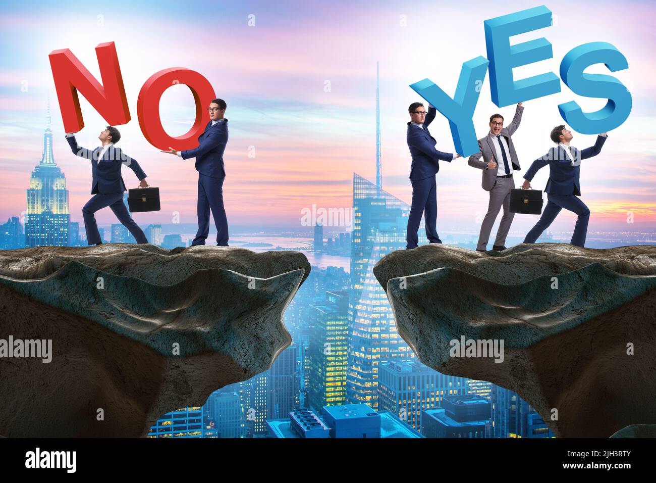 Businessmen in the YES NO concept Stock Photo - Alamy