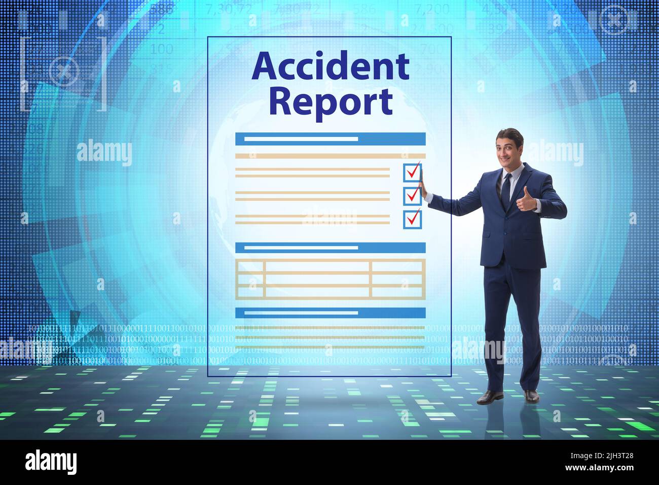 Filling in accident report in the insurance concept Stock Photo - Alamy