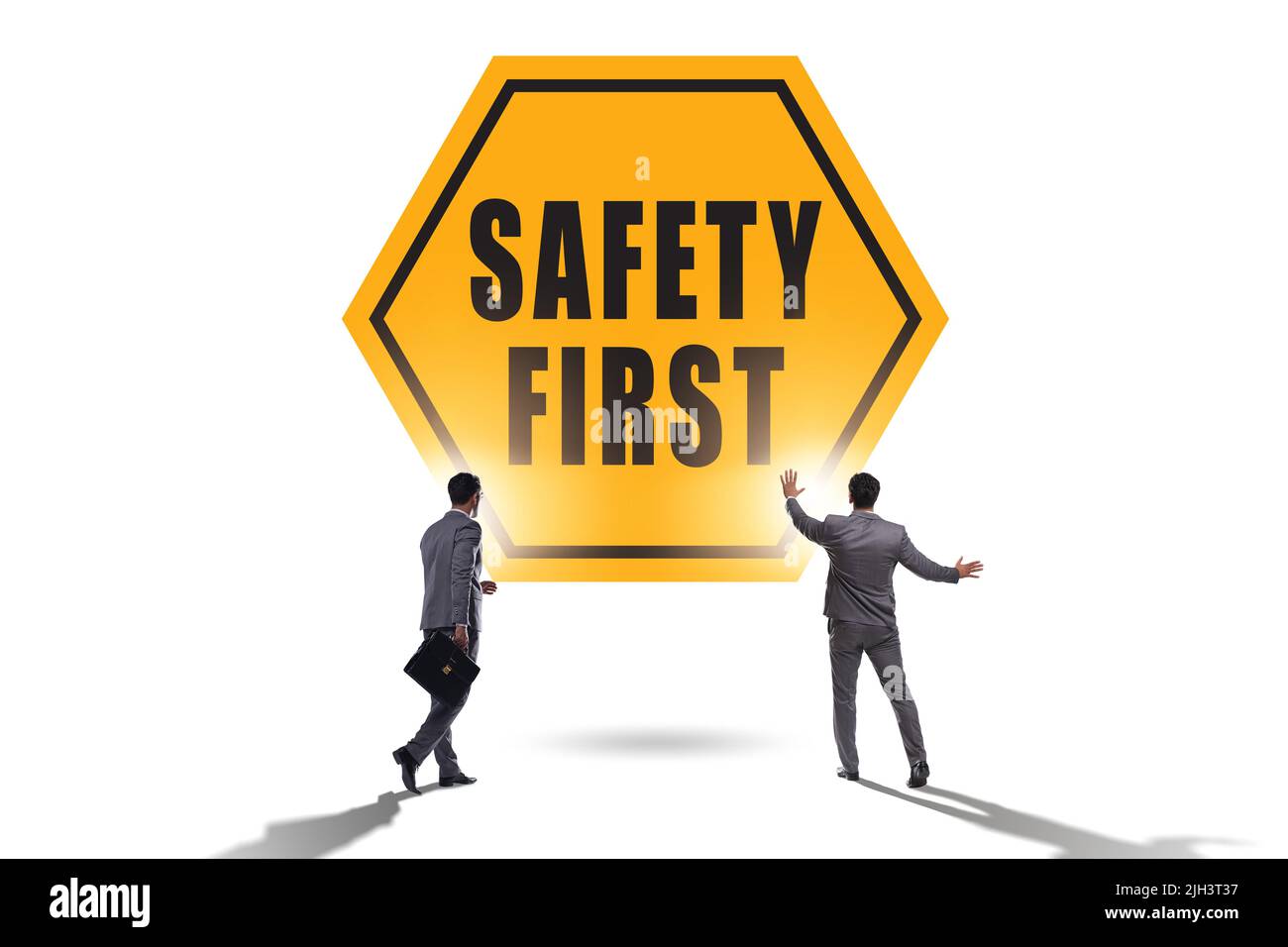Safety first concept with the businessman Stock Photo - Alamy