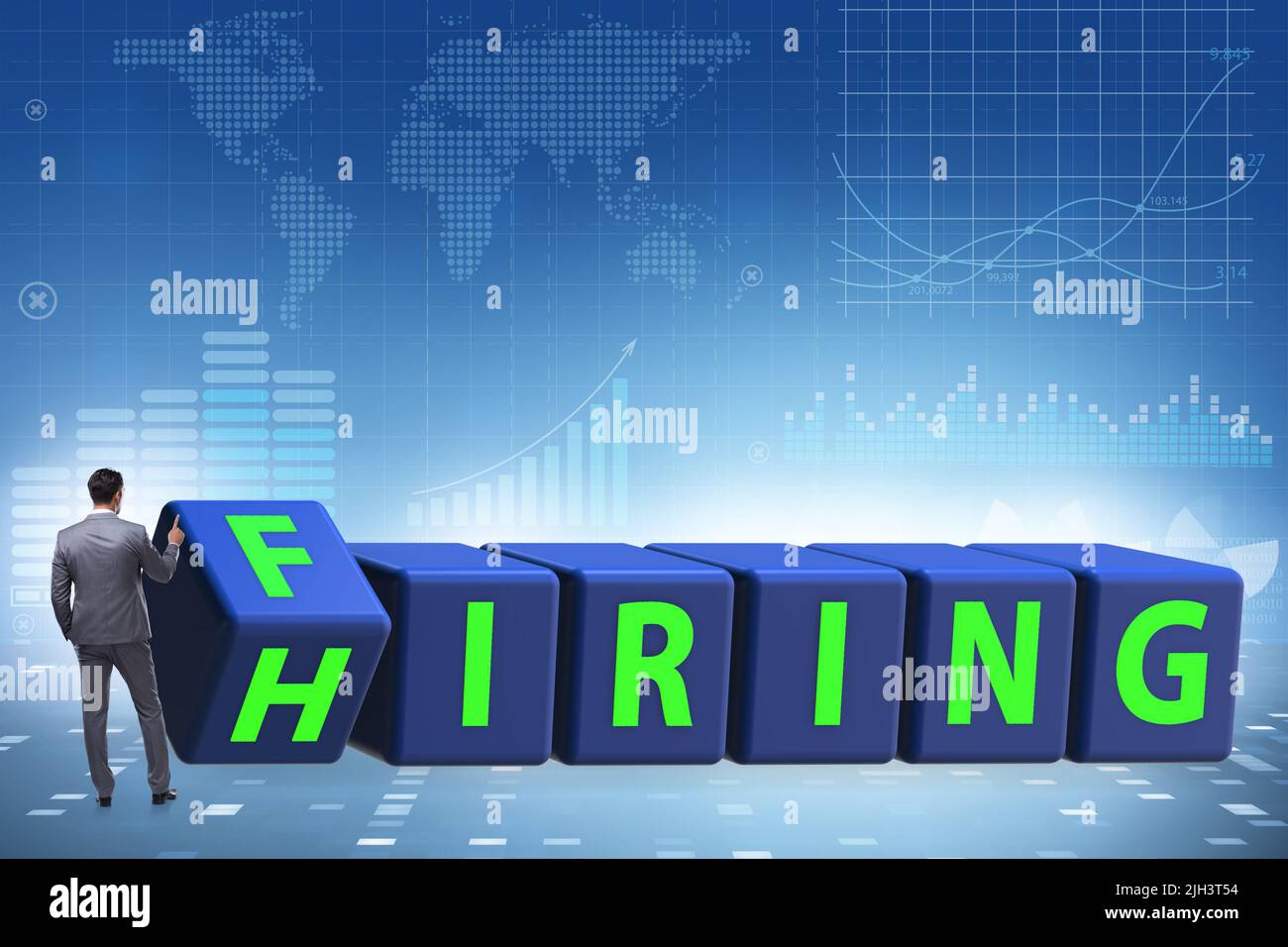 Hiring and firing concept with the turning cubes Stock Photo - Alamy