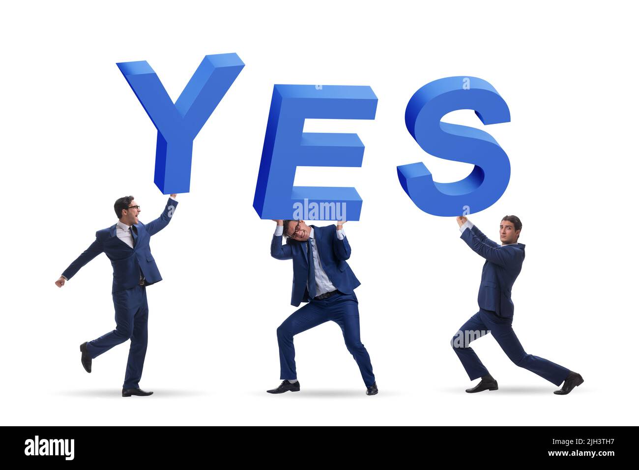 Businessmen in yes positive answer concept Stock Photo - Alamy
