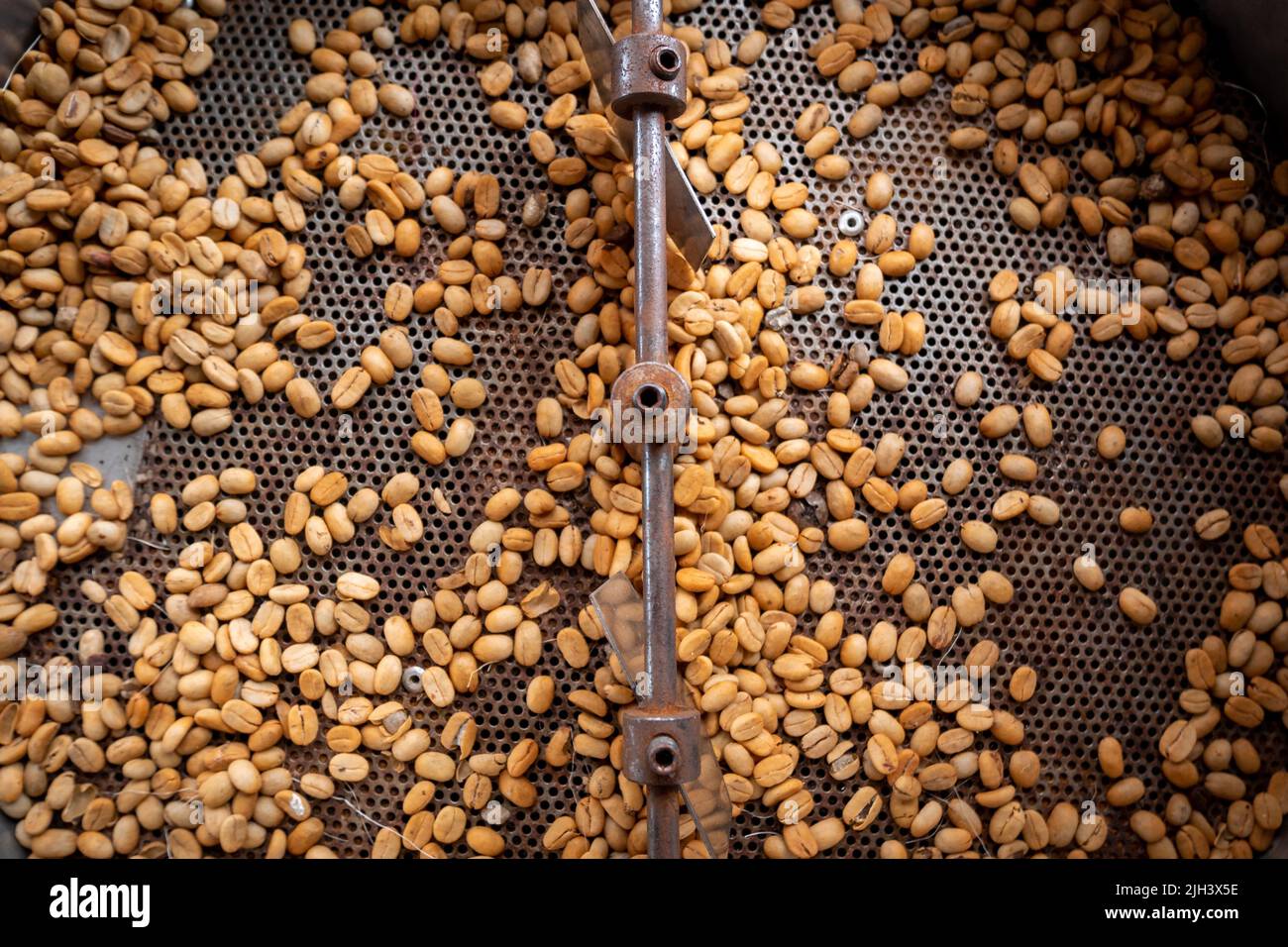 Dried Coffee Beans inside a Coffee Grinder Machine Stock Photo - Alamy