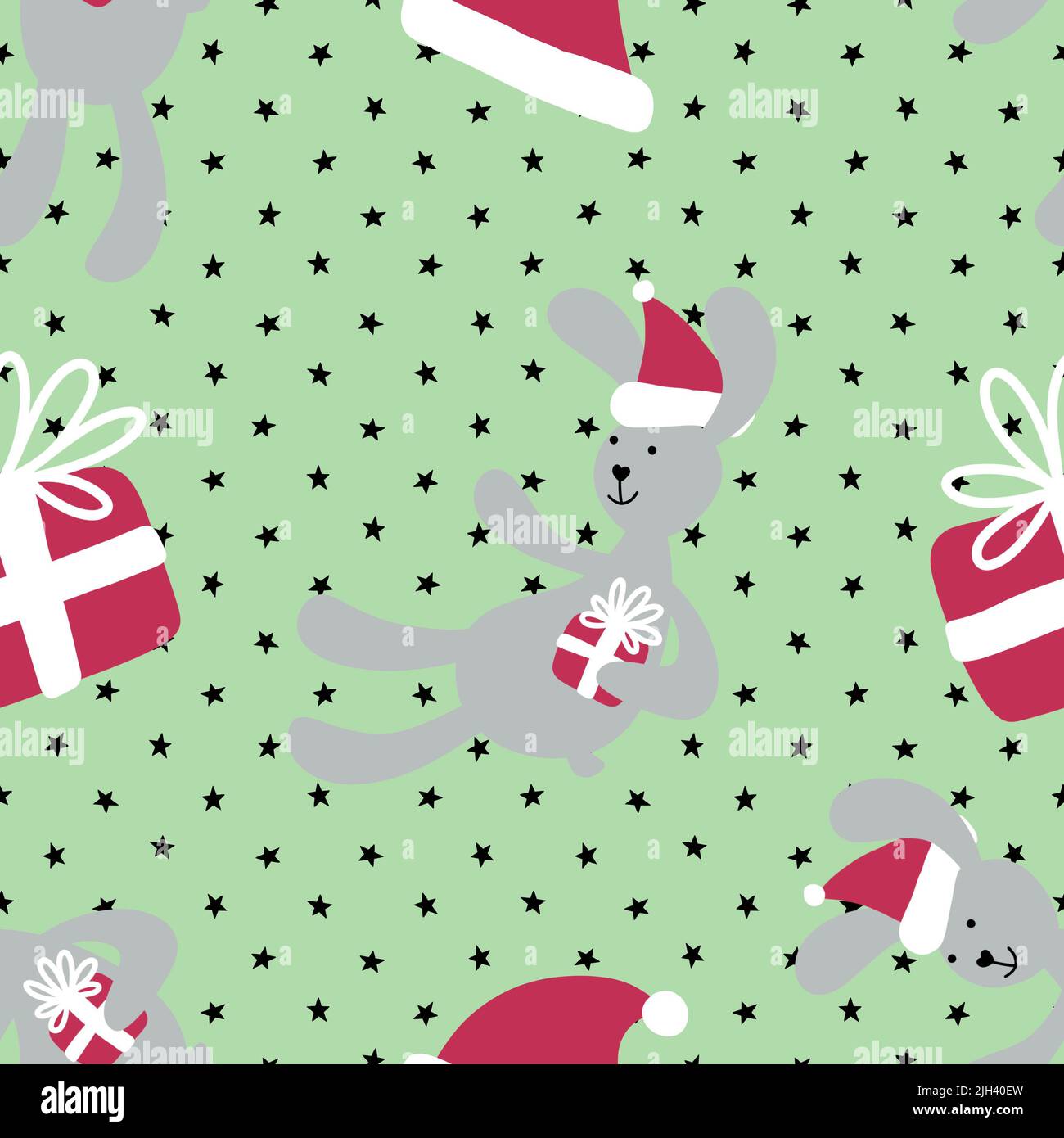 Christmas seamless new year rabbit pattern for wrapping paper and ...