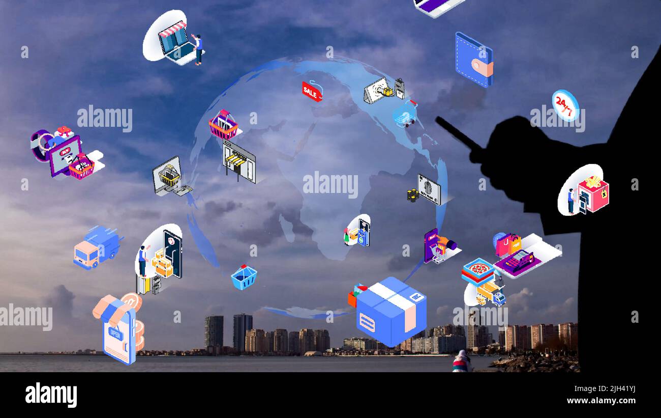 Mobile communication network concept. IoT Internet of Things Stock ...