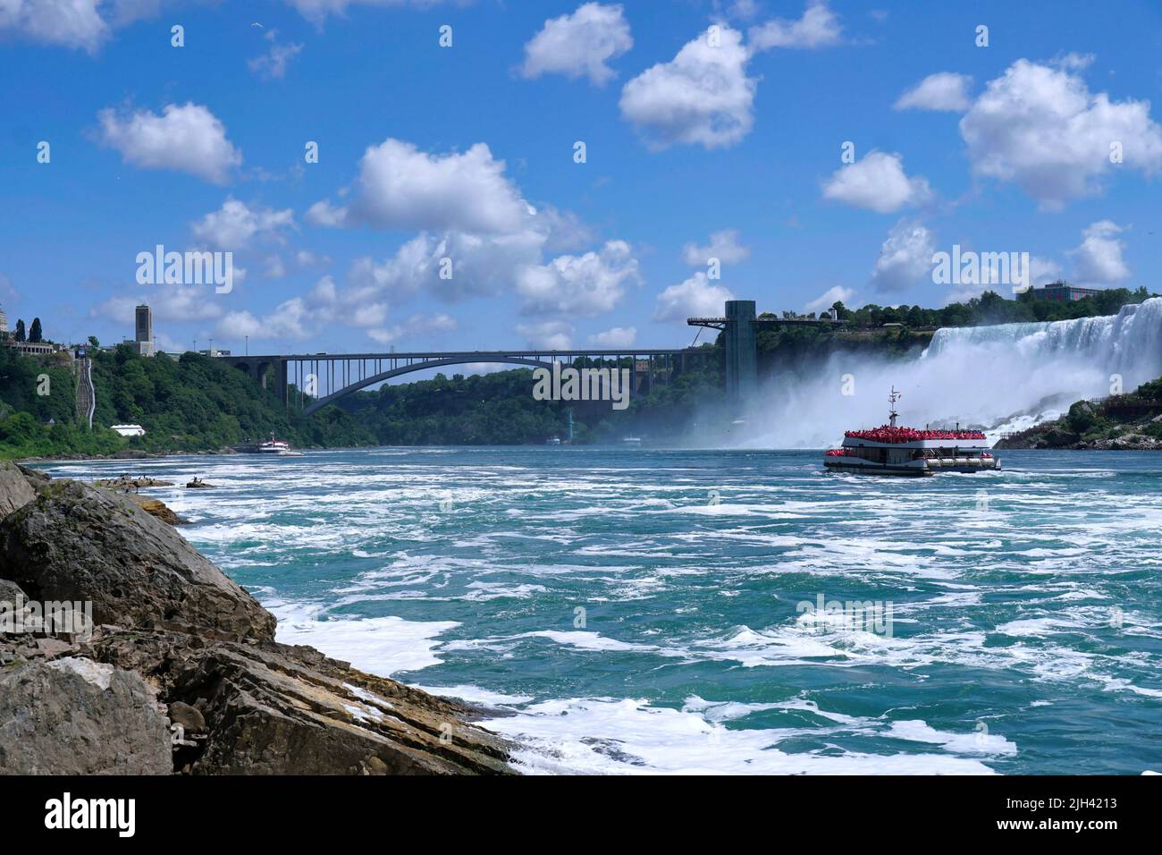 View of the Niagara River below Niagara Falls looking toward the ...