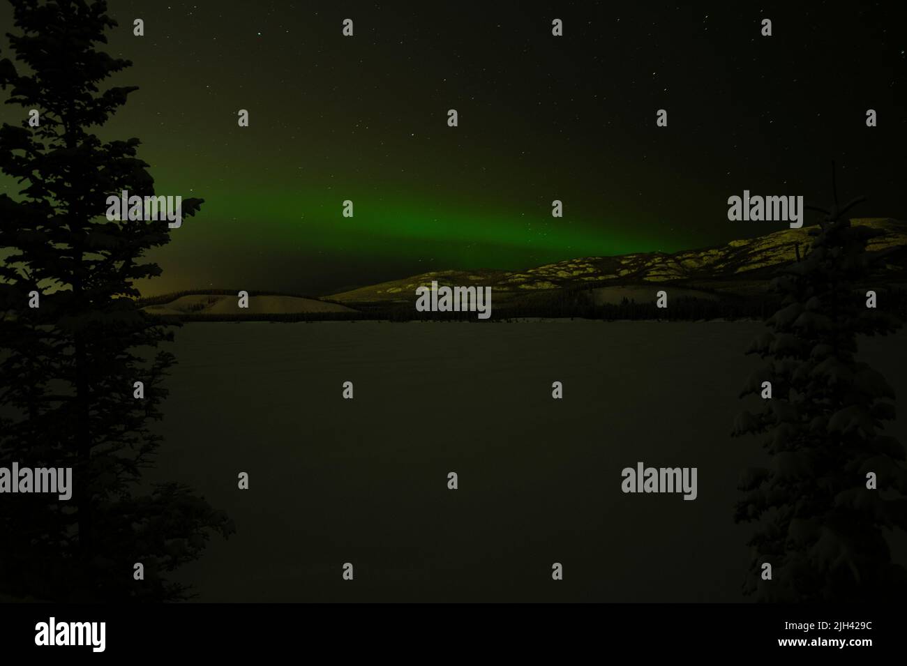 Aurora Borealis, Schwatka Lake, Whitehorse, Yukon, Canada Stock Photo ...