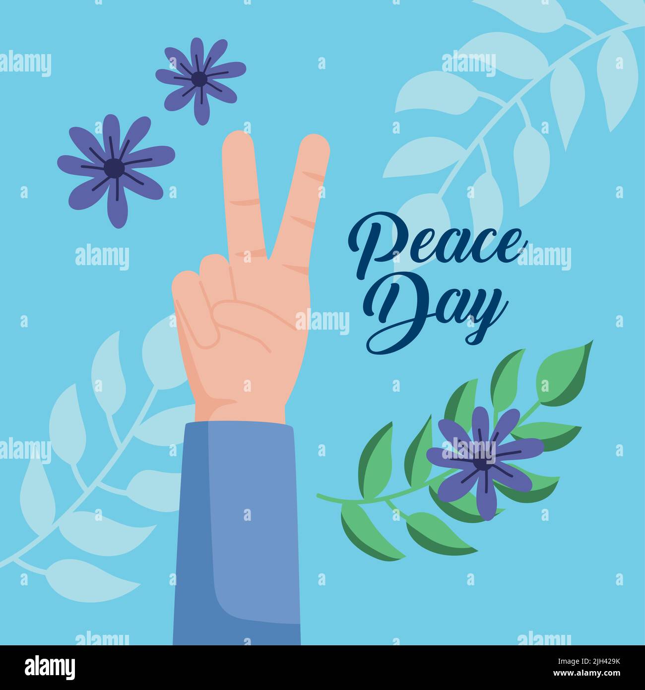 peace day lettering card with hand Stock Vector Image & Art - Alamy