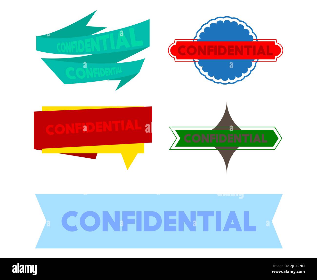 Set of ribbon with Confidential text. Banner template. Label sticker ...
