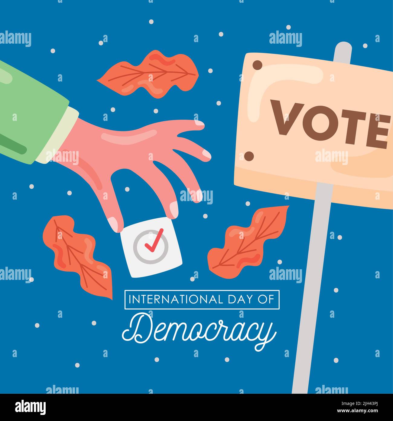 international day democracy lettering poster with banner Stock Vector ...