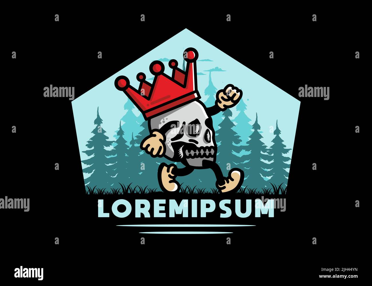 Illustration design of a Walking skull wearing a big crown Stock Vector ...