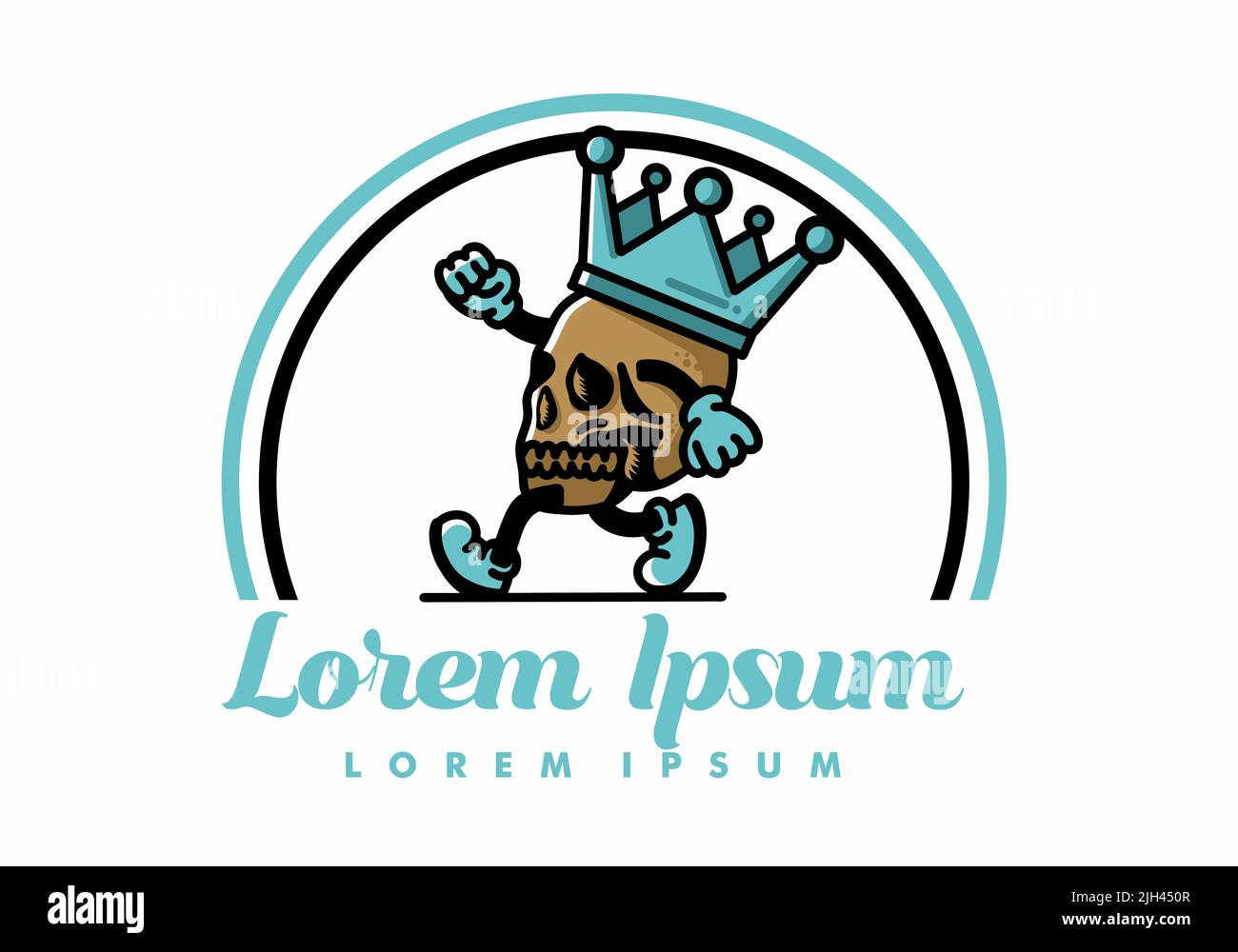 Illustration design of a Walking skull wearing a big crown Stock Vector ...