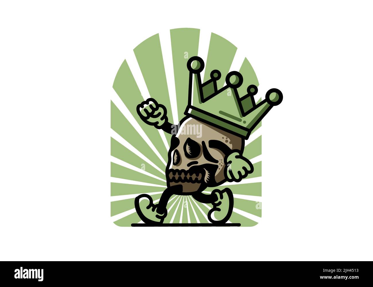 Illustration design of a Walking skull wearing a big crown Stock Vector ...