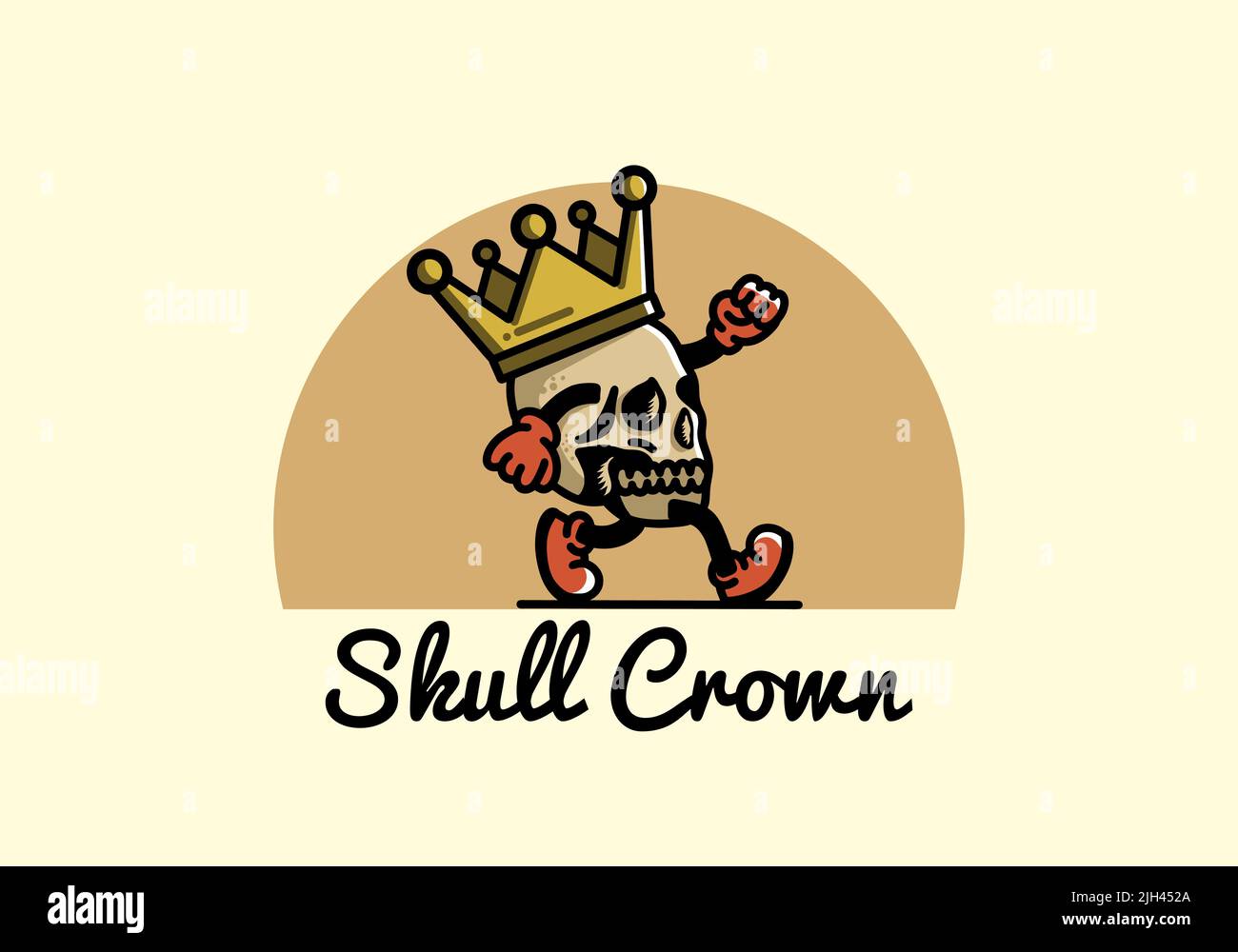 Illustration design of a Walking skull wearing a big crown Stock Vector ...