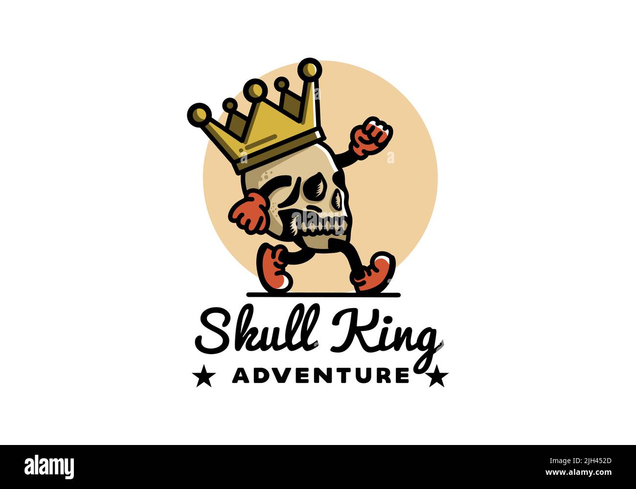 Illustration design of a Walking skull wearing a big crown Stock Vector ...