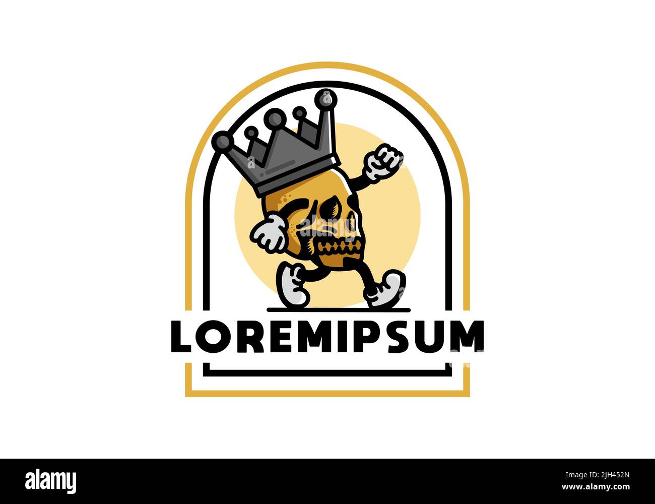 Illustration design of a Walking skull wearing a big crown Stock Vector ...