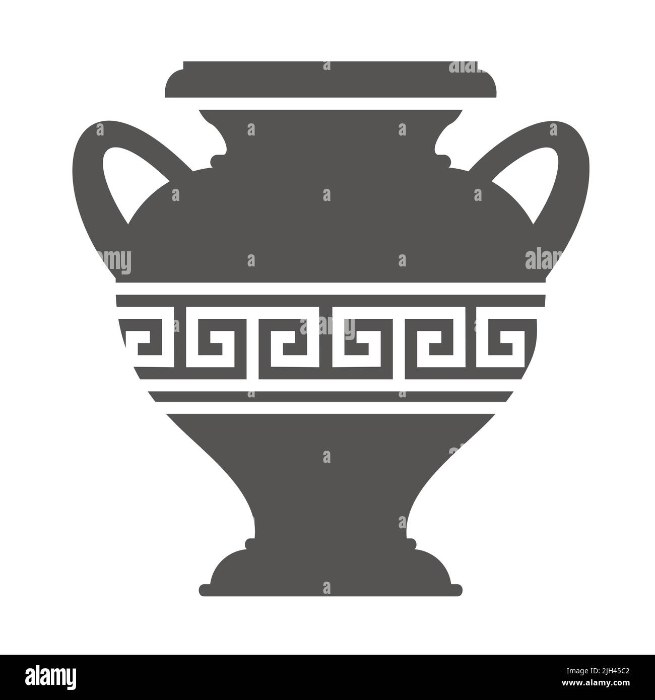 Greek vase silhouette. Ancient amphora and pot with meander pattern ...