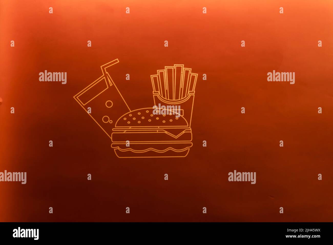 Food wall design - burger, fries and beverage design on wall Stock ...