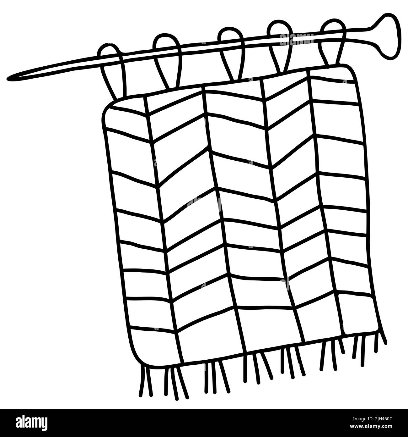 Knitting with threads. Knitted thing on needles. Vector illustration in ...