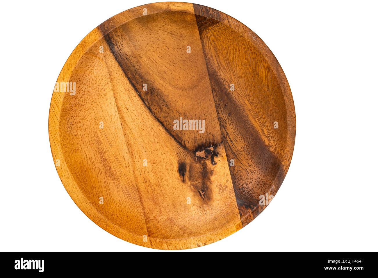 Top view of wooden plate isolated on white background with clipping ...