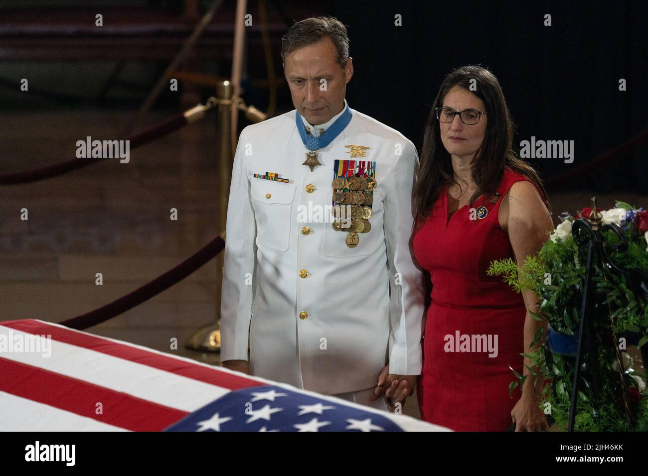 Washington DC, USA. 14th July, 2022. Britt Slabinski (L), a retired US ...