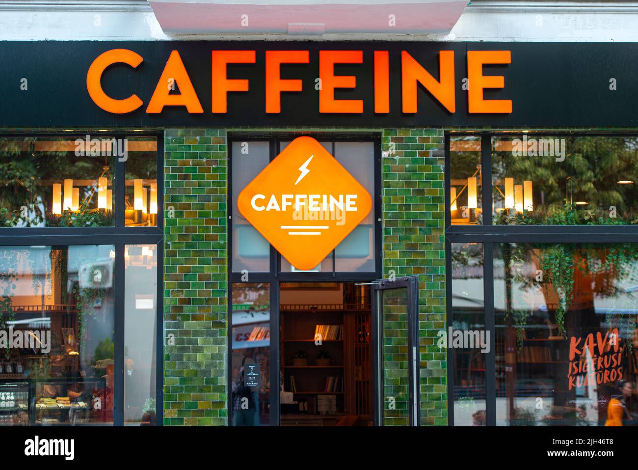 KAUNAS - JUL 09: Logotype of Caffeine cafe in Kaunas, July 09. 2022 in ...