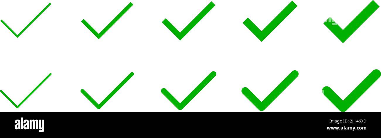 Set of check mark icons by size. Editable vector Stock Vector Image ...