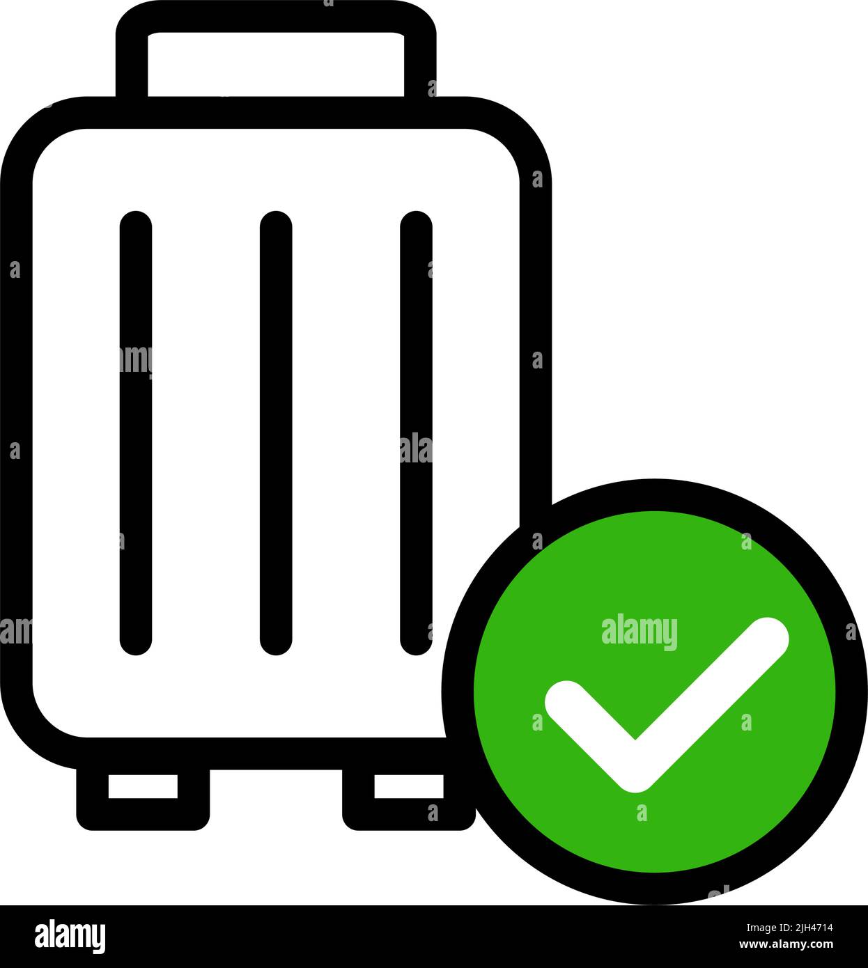 Suitcase and check mark. Baggage inspection complete. Editable vector ...