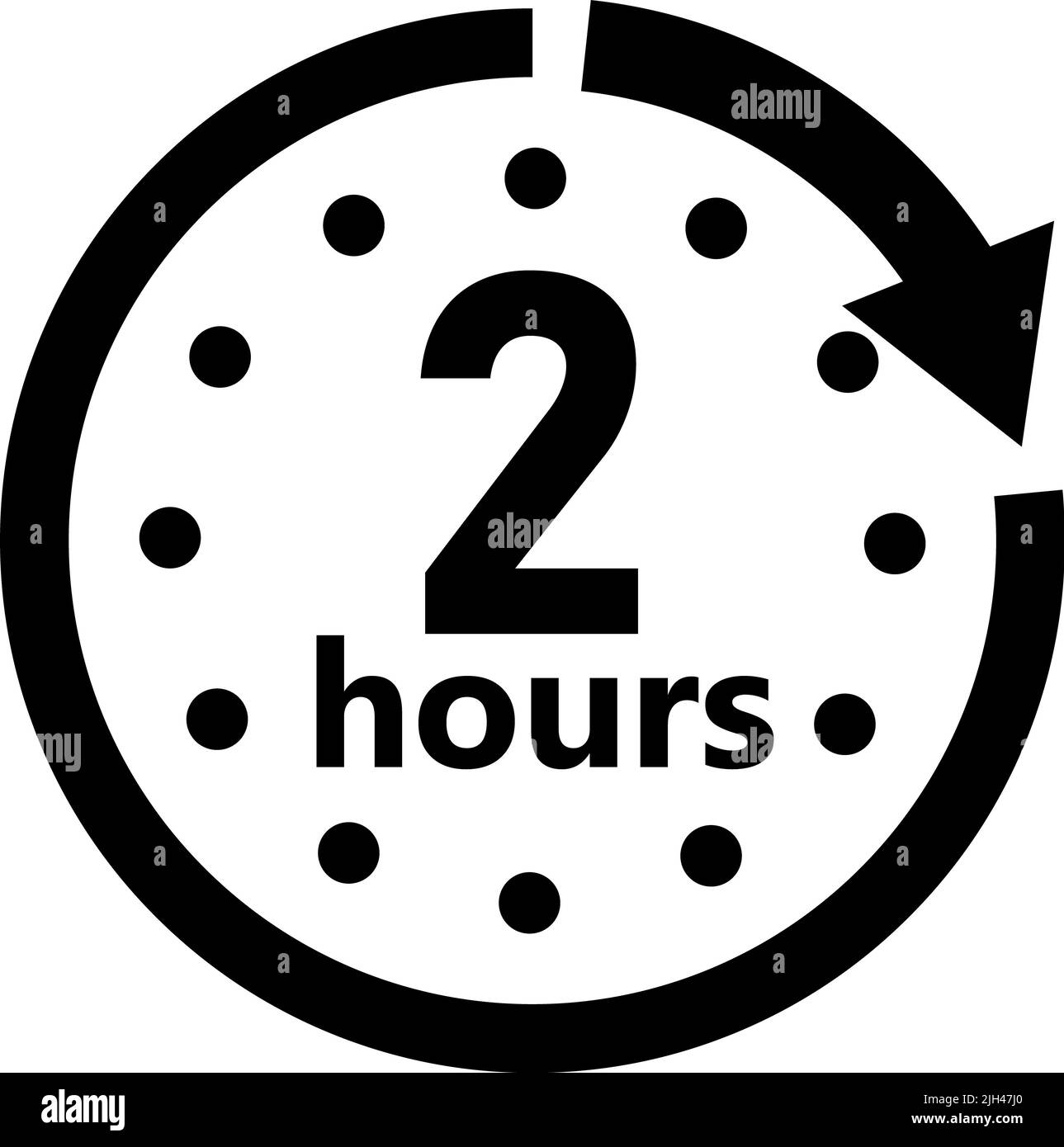 Two hour arrow icon on white background. 2 hours sign. timer symbol ...