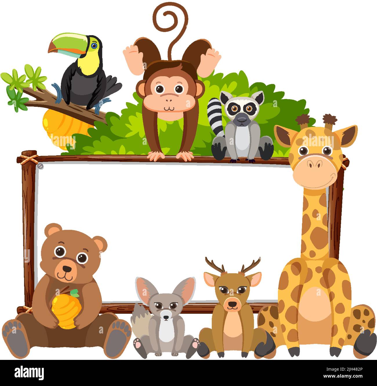 Blank board with wild animals illustration Stock Vector Image & Art - Alamy