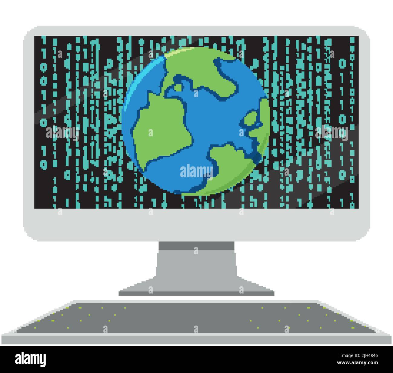 Computer with binary code screen illustration Stock Vector Image & Art ...