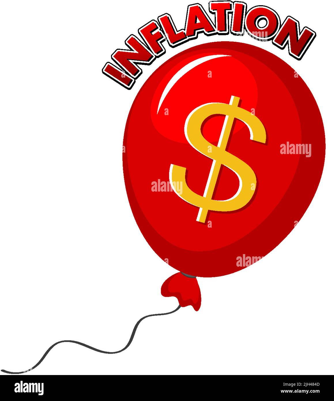 Inflation with dollar symbol on red balloon illustration Stock Vector ...