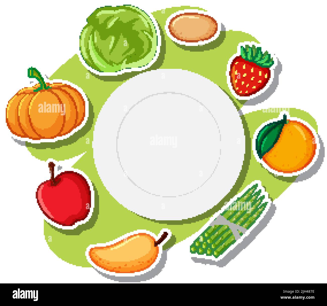 Vegetable salad frame template illustration Stock Vector Image & Art ...