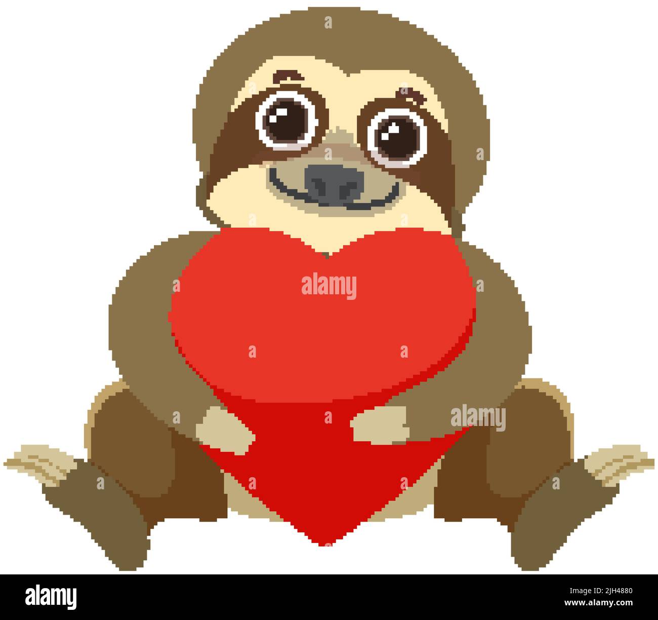 Sloth Hugging Heart Isolated Illustration Stock Vector Image And Art Alamy