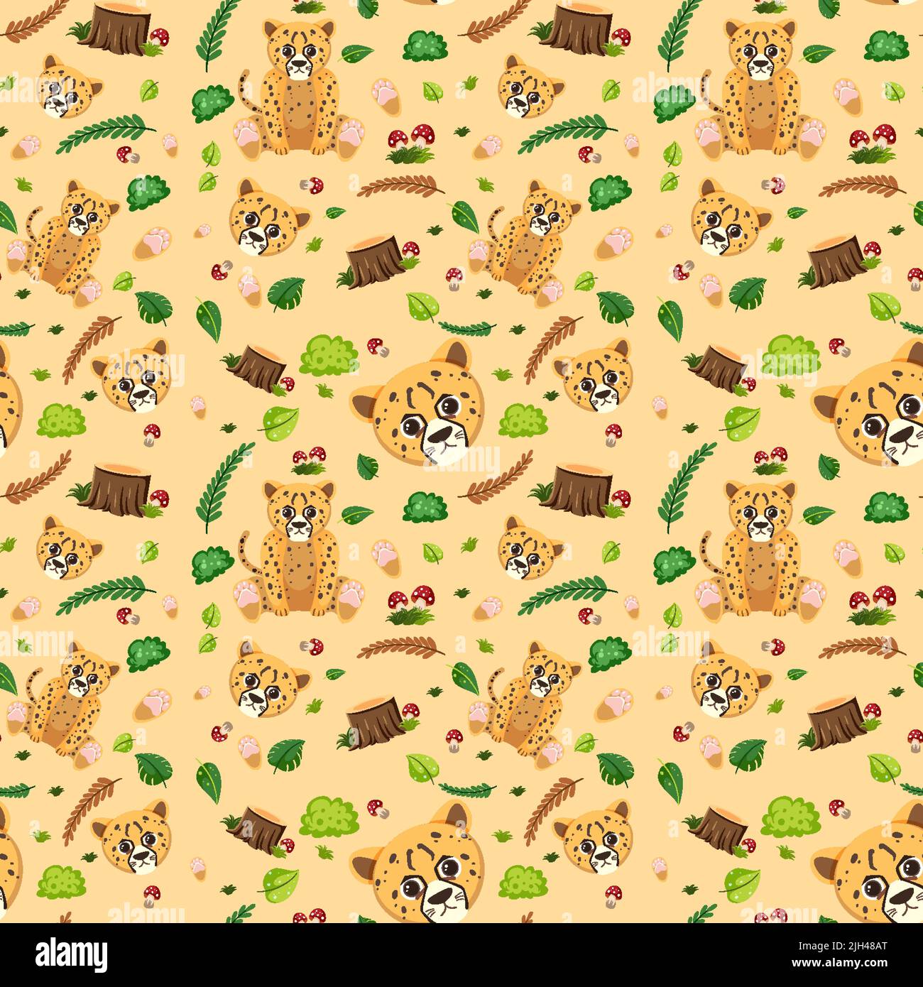 Cheetah cute animal seamless pattern illustration Stock Vector Image ...