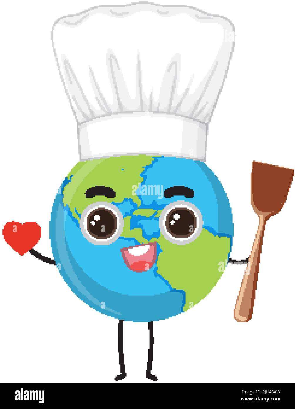 Chef earth planet cartoon character illustration Stock Vector Image ...