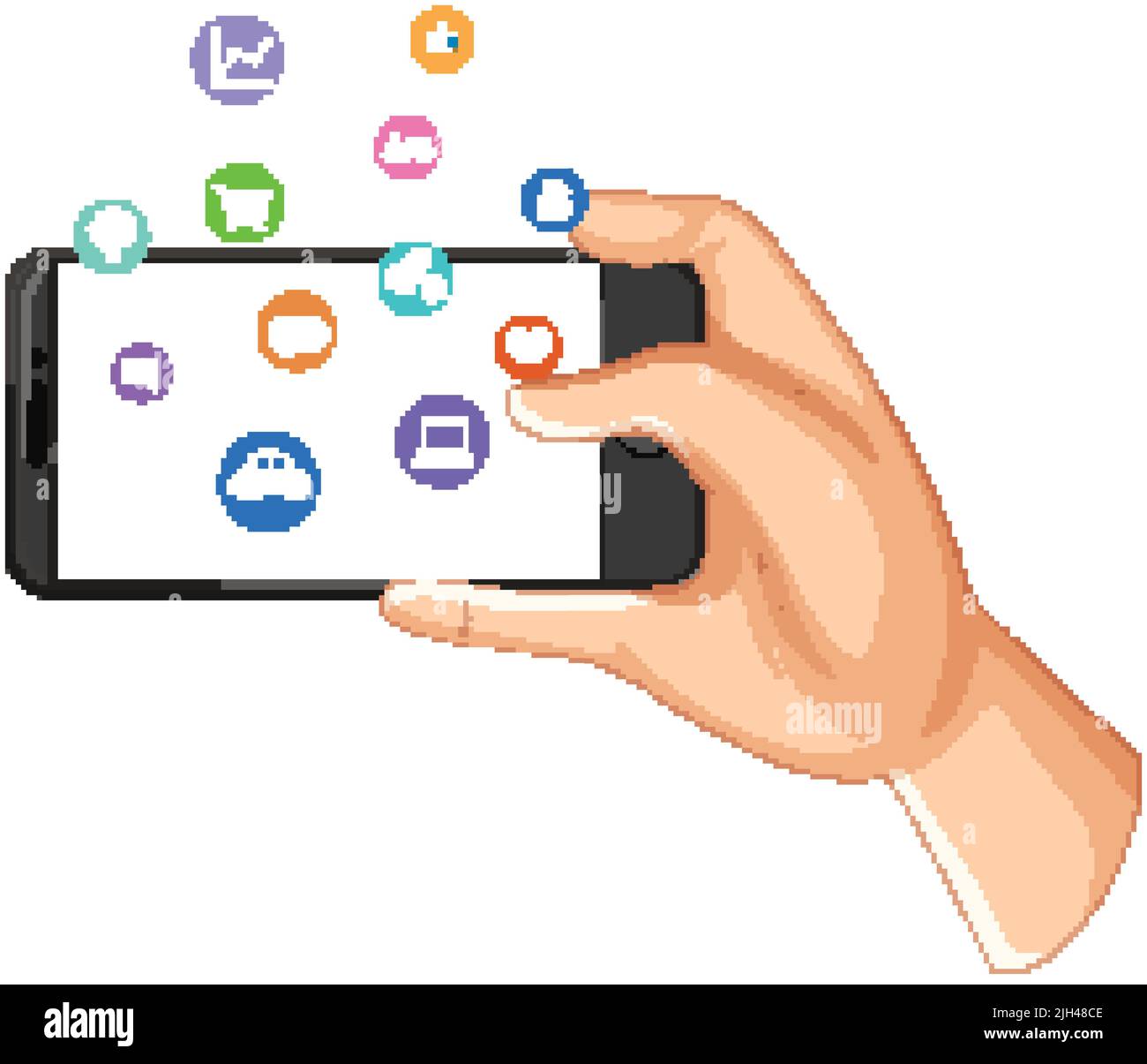 Hand holding smartphone isolated illustration Stock Vector Image & Art ...